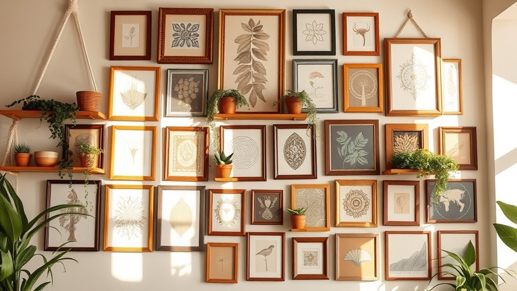 40 Boho Framed Wall Art Ideas Laid Back Layered Wall Galleries
