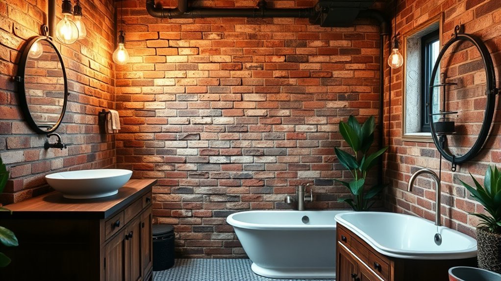 40 Brick Wall Bathroom Ideas Rustic Industrial Bath Features